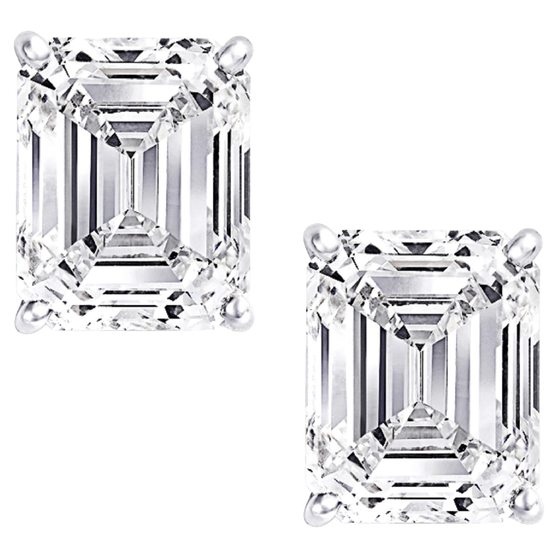 GIA Certified 4 Carats Emerald Cut Diamond Studs For Sale at 1stDibs