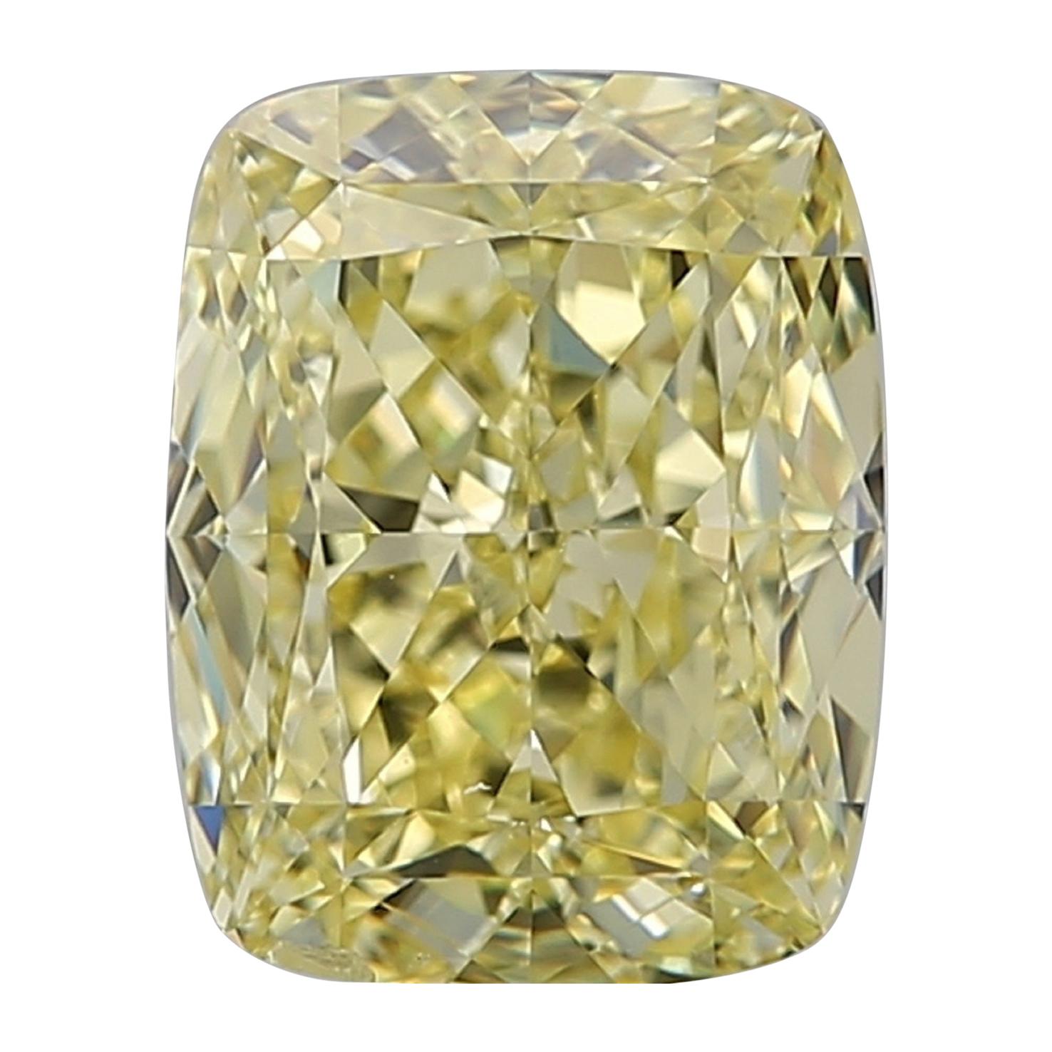 GIA Certified 4.01 Carat Fancy Greenish Yellow Diamond Cushion Cut Ring ...