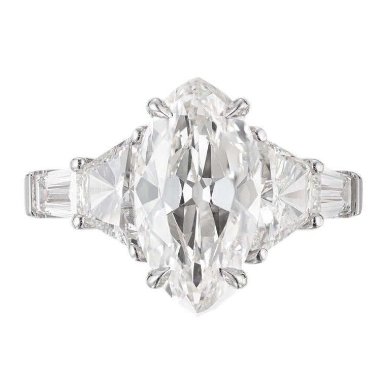 GIA Certified 4.01 Carat Marquise Diamond Three-Stone Platinum ...