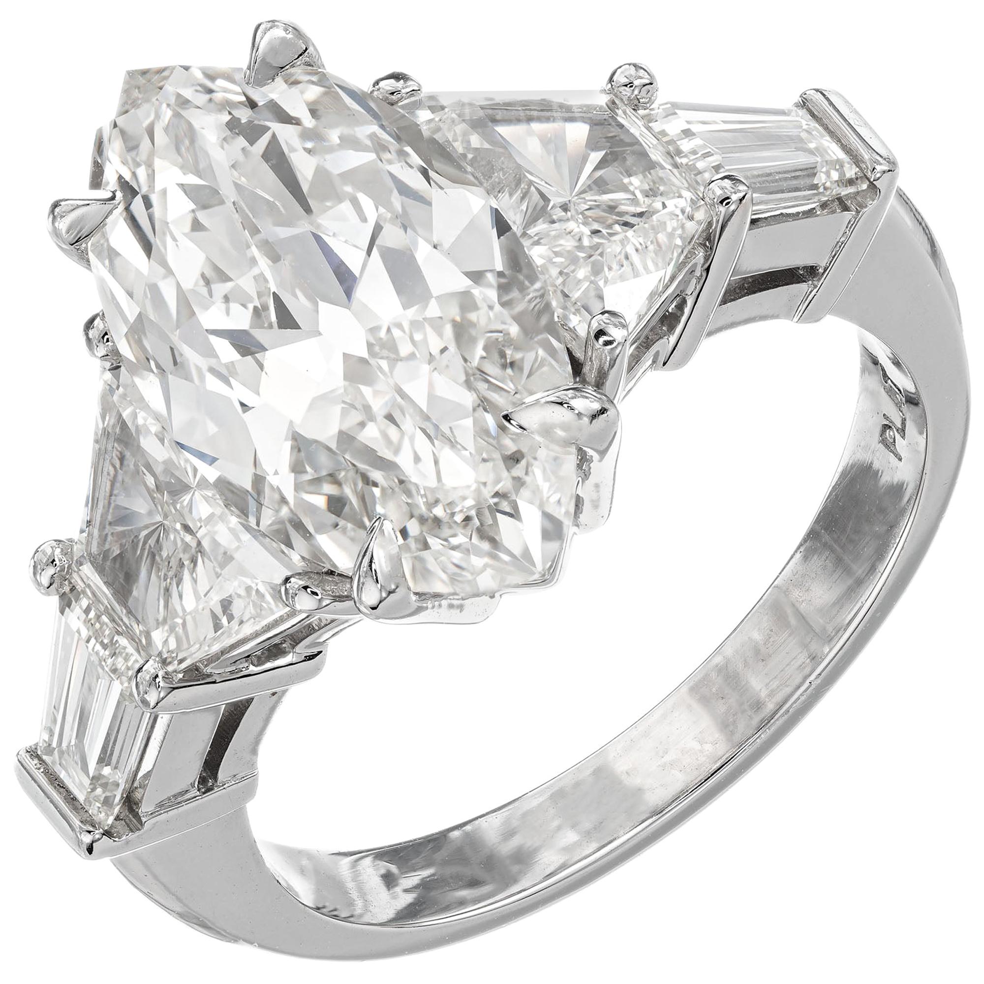 GIA Certified 4.01 Carat Marquise Diamond Three-Stone Platinum ...