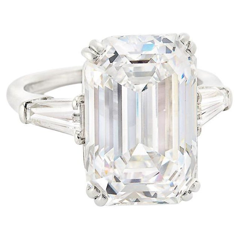 Gia Certified 4.13 Carat Emerald Cut Diamond Ring Flawless Clarity For ...
