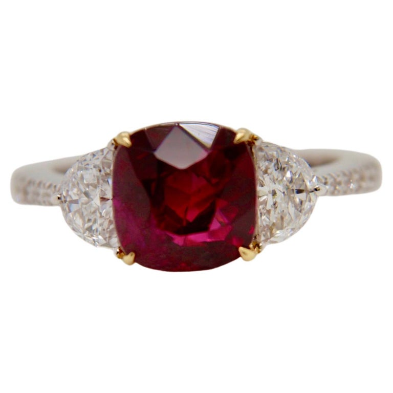 GIA Certified 4.19 Carat Burmese Ruby No Heat Ring in 18K Gold For Sale at 1stDibs
