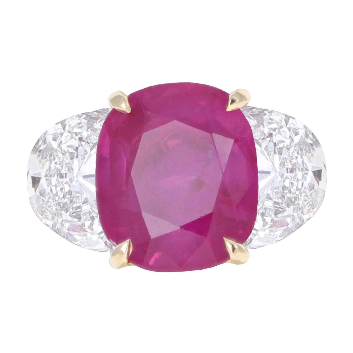 12 Carat Certified Natural Burma No Heat Ruby Diamond Platinum Three ...