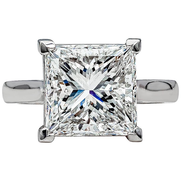 GIA Certified 4.50 Carat Princess Cut Diamond Platinum Engagement Ring ...