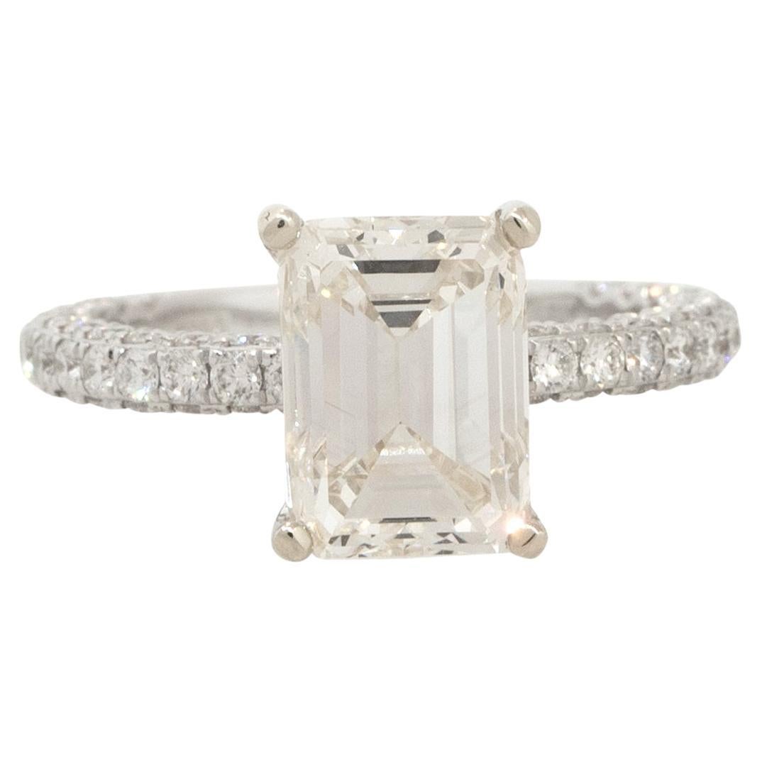 GIA Certified 1.21 Carat Emerald Cut Diamond Engagement Ring 18 Karat ...