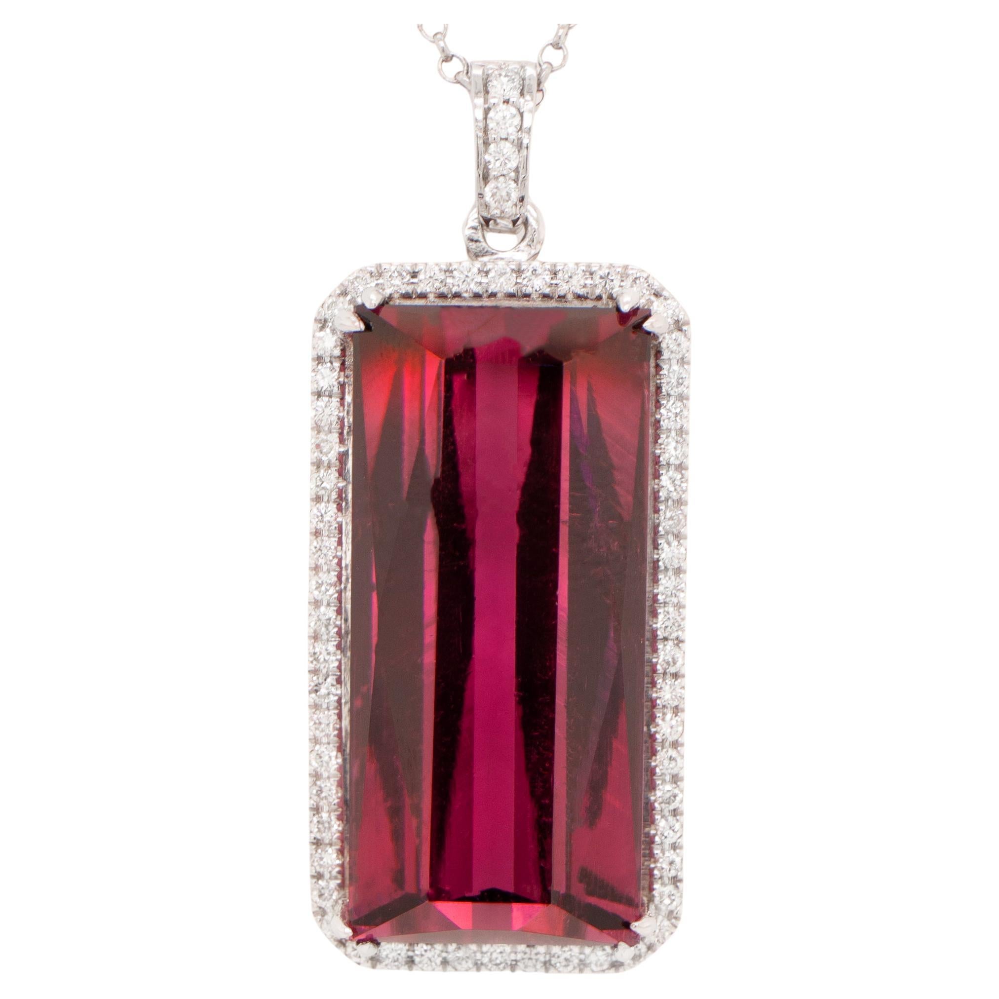 Natural Red Rubellite Stone 2.50 carats in 14K Yellow Gold Pendant with ...