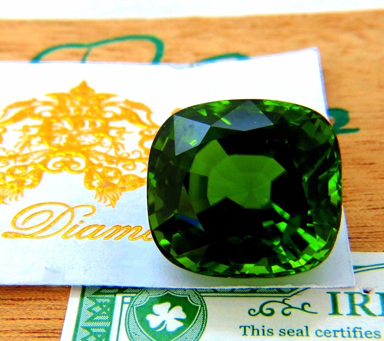 GIA Certified 48.09 Carat Natural Vivid Green Peridot Cushion VVS For ...