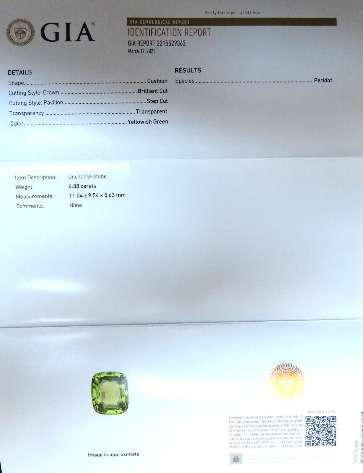 GIA Certified 4.88ct Natural Green Peridot Diamonds Rings 14kt Emerald ...