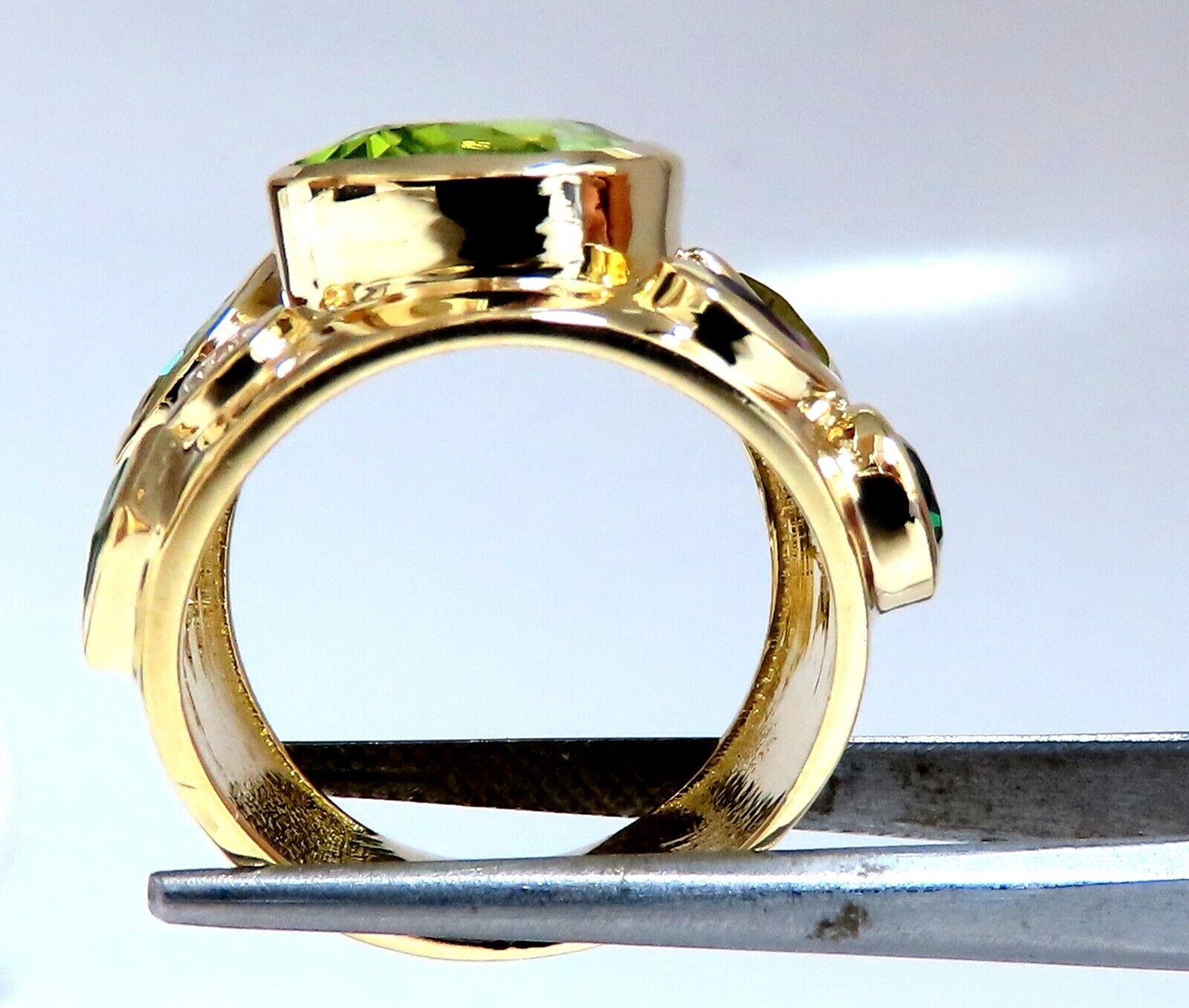 GIA Certified 4.88ct Natural Green Peridot Diamonds Rings 14kt Emerald ...