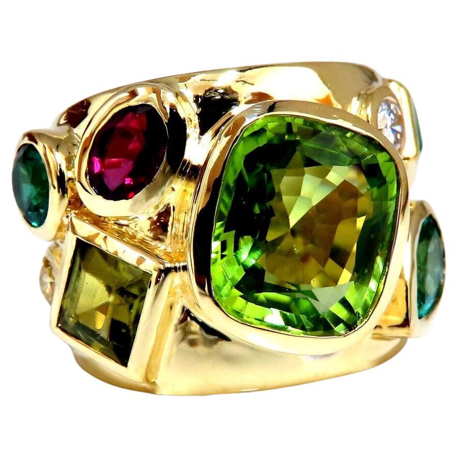 GIA Certified 4.88ct Natural Green Peridot Diamonds Rings 14kt Emerald ...