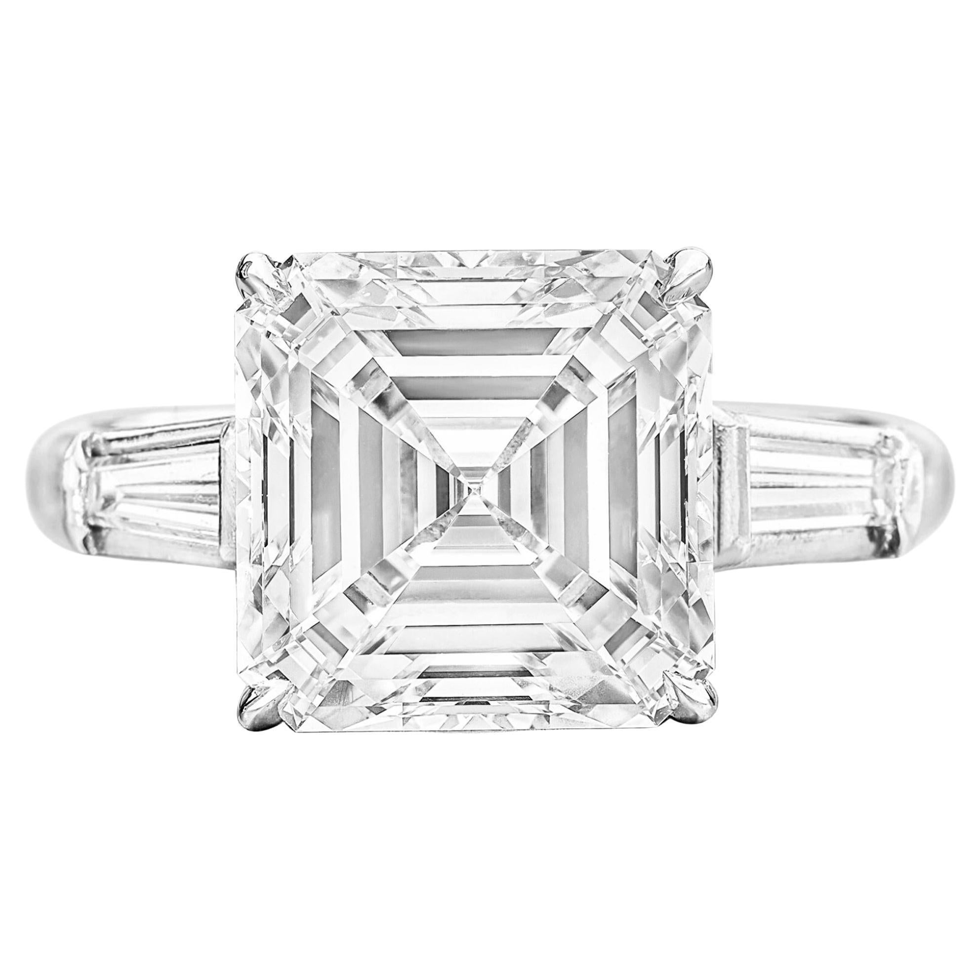 GIA Certified 5 Carat Asscher Long Diamond Ring Pave Ring For Sale at ...