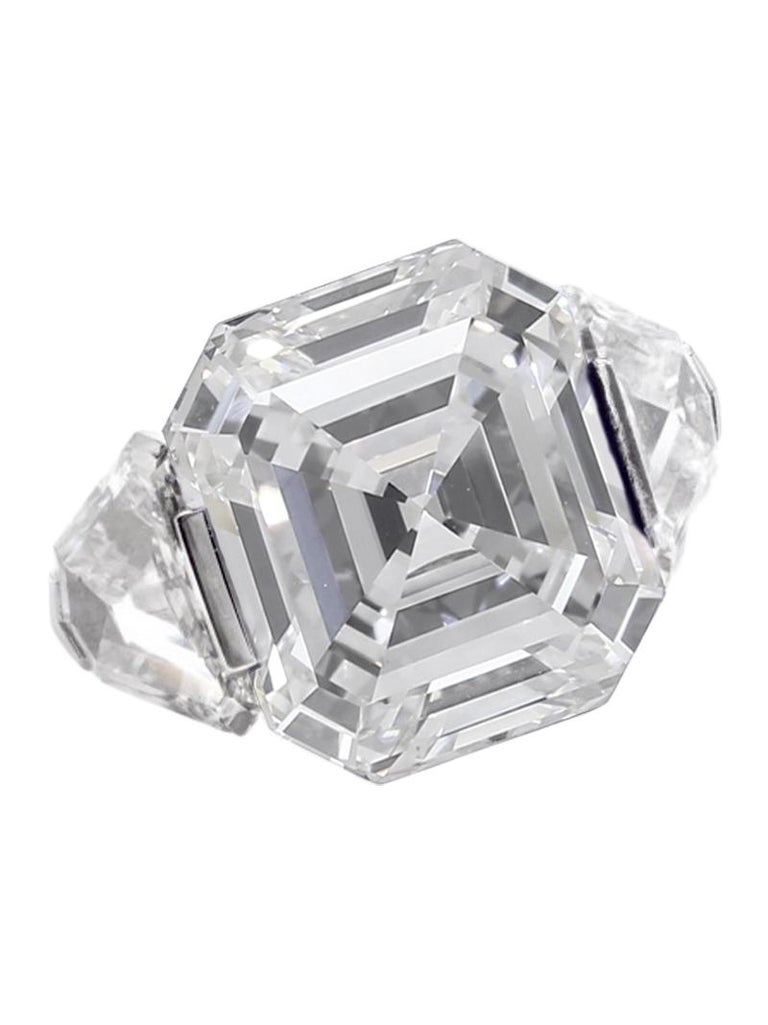 GIA Certified 5 Carat Asscher Square Emerald Cut Trillion Diamond Ring ...