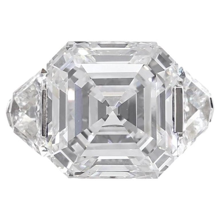 GIA Certified 5 Carat Asscher Square Emerald Cut Trillion Diamond Ring ...