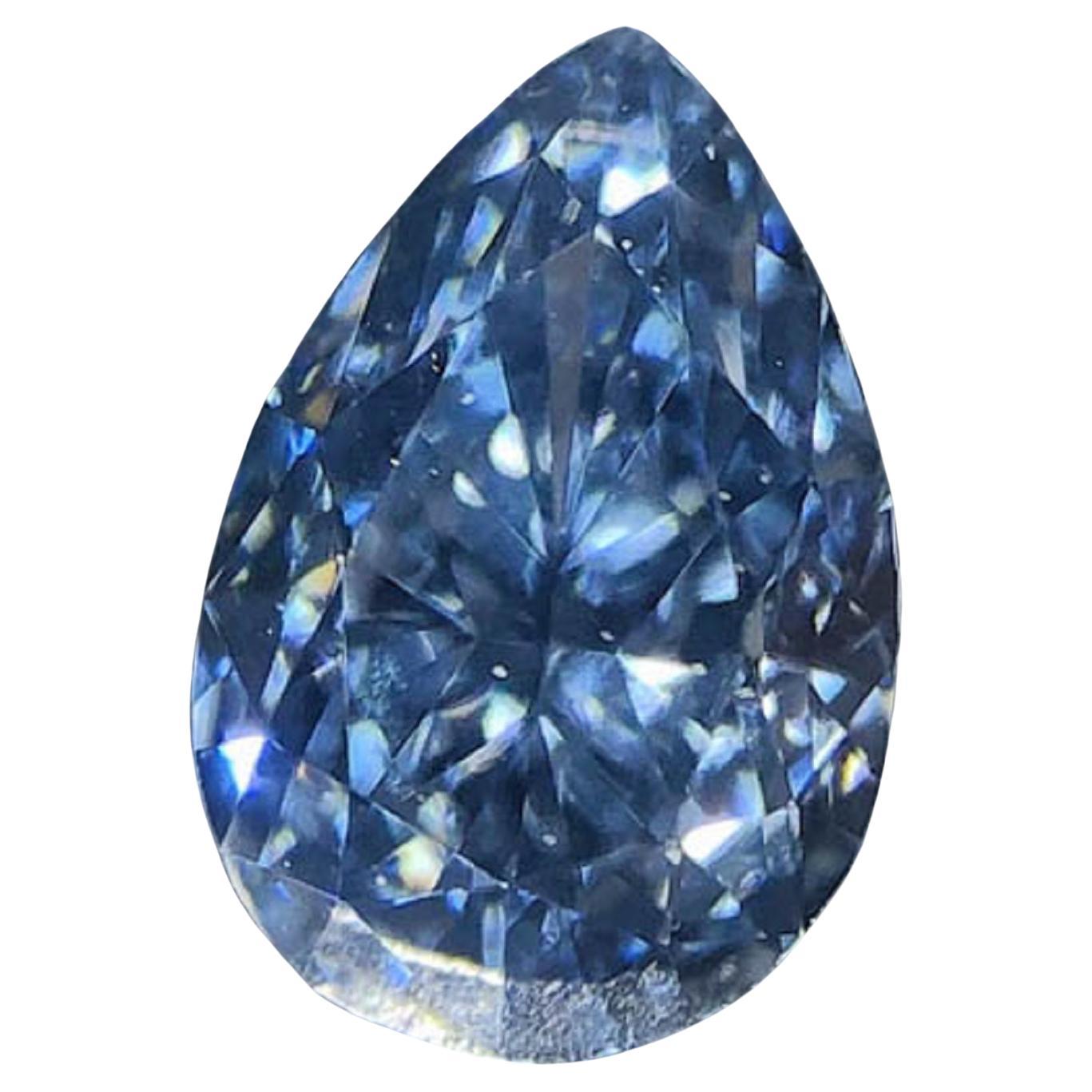 3.83 Carat Fancy Intense Blue Marquise Diamond Platinum Ring For Sale ...