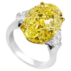 GIA Certified 21 Carat Fancy Yellow Diamond Solitaire Engagement Ring ...