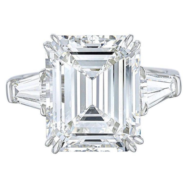 GIA Certified 5 Carat Flawless H Color Emerald Cut Diamond Ring For ...