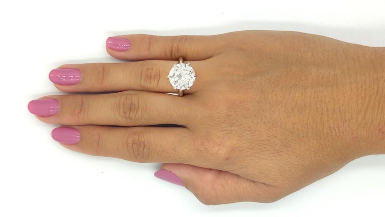 GIA Certified 4 Carat Roud Cut Diamond Solid Platinum Ring For Sale at ...