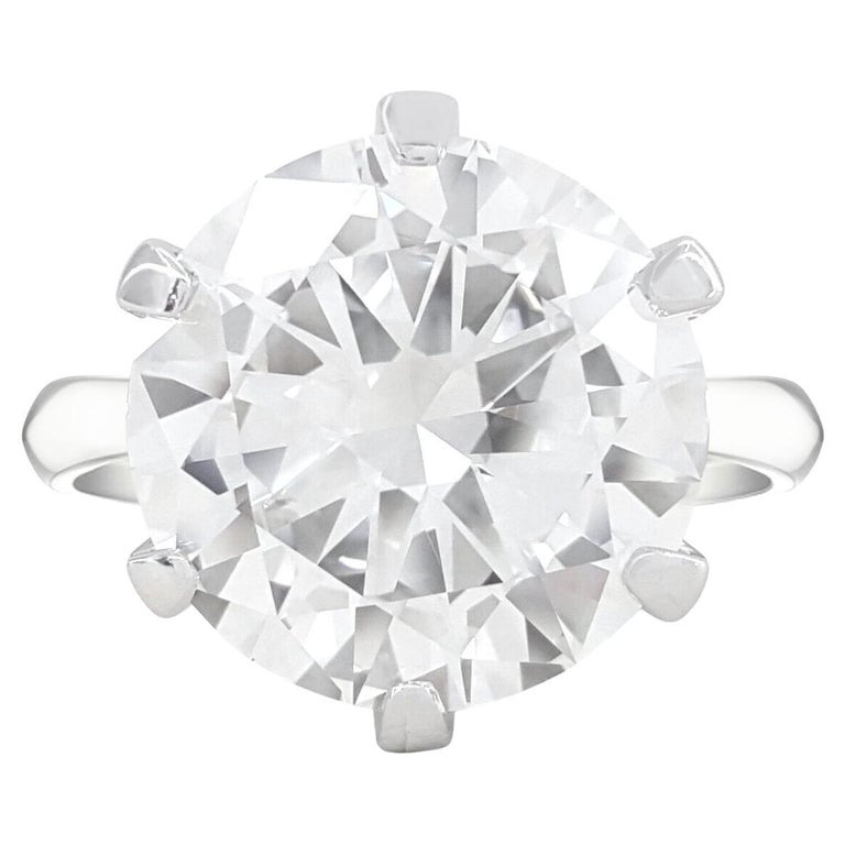 GIA Certified 4 Carat Roud Cut Diamond Solid Platinum Ring For Sale at ...