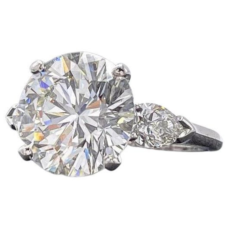 GIA Certified 5 Carat Round Brilliant Cut Diamond Platinum Ring For ...