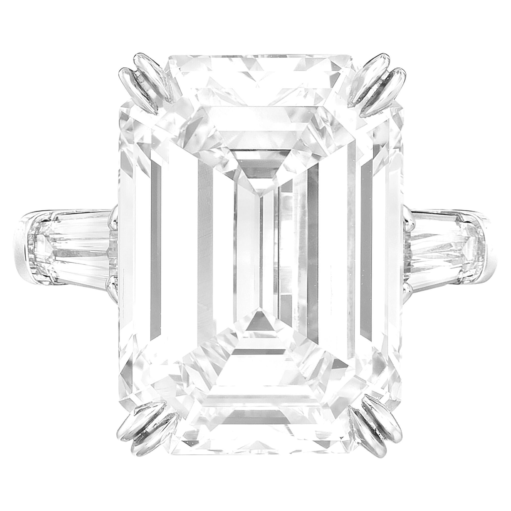 GIA Certified 5 Ct. Emerald Cut Diamond Tapered Baguette Ring For Sale ...