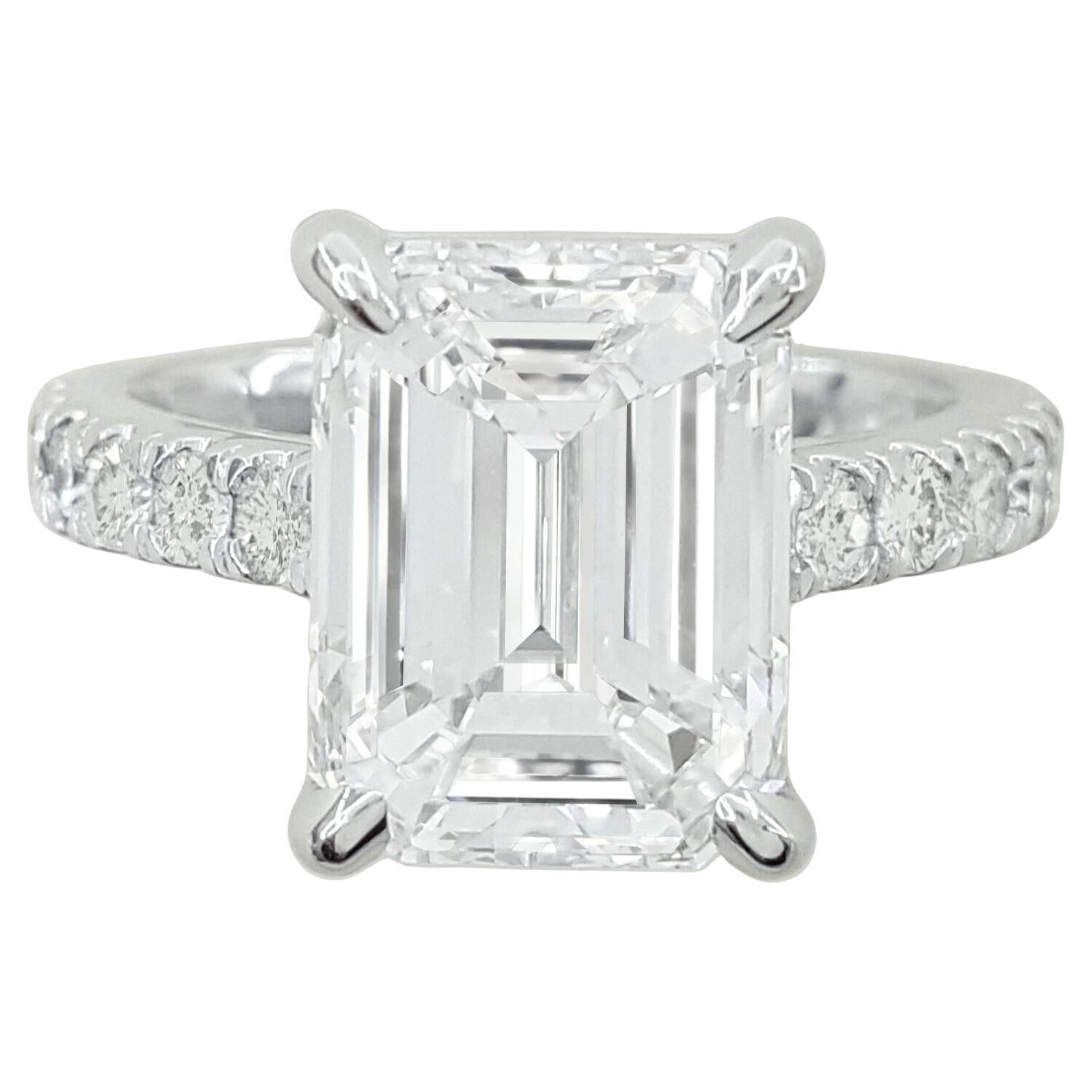 GIA Certified 5 Ct F Color VS Clarity Emerald Cut Diamond Ring with ...