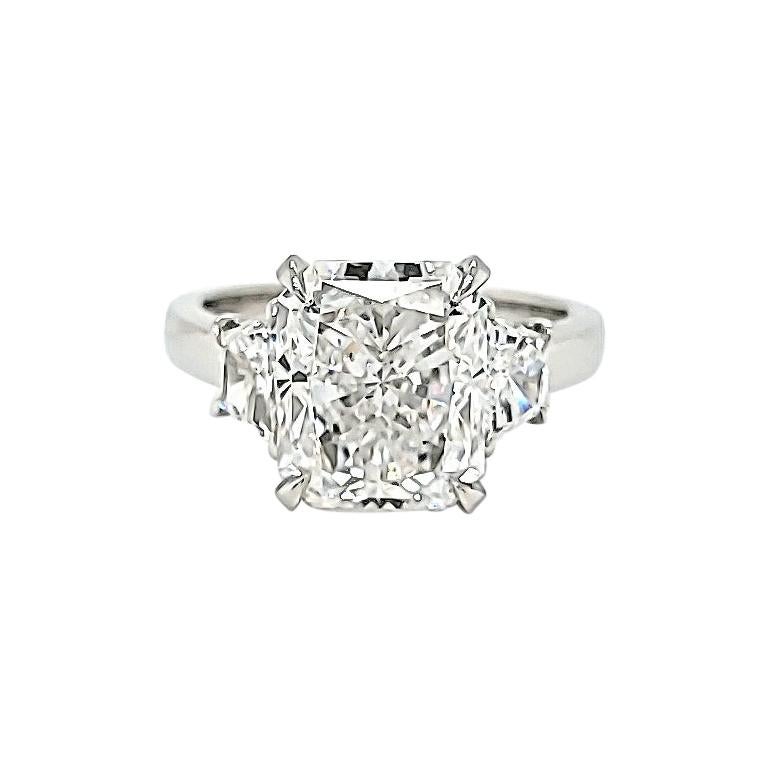 Three-Stone Radiant Cut Diamond Ring at 1stDibs