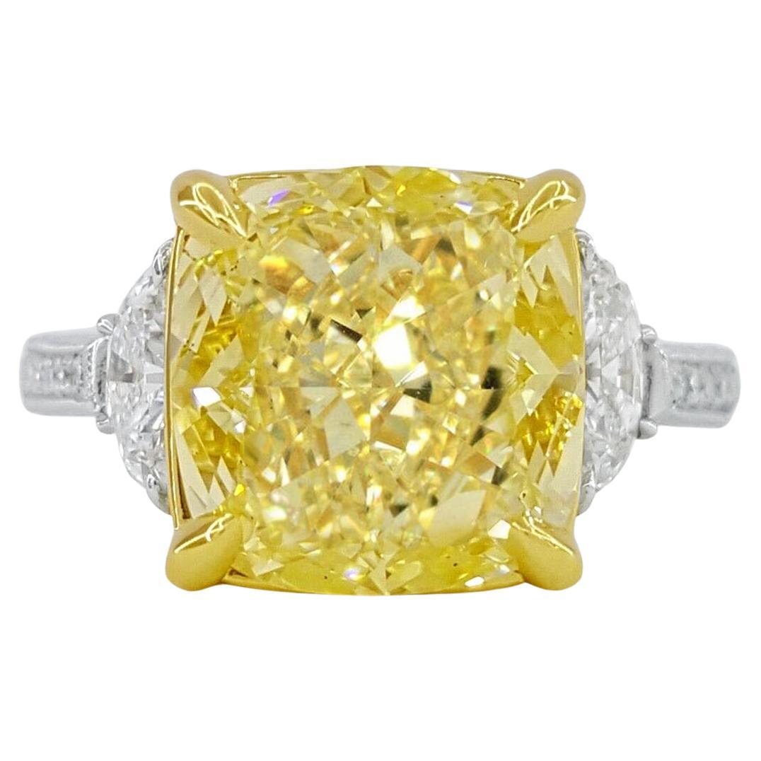 GIA Certified 8.25 Carat Fancy Intense Yellow Diamond Solitaire Ring ...