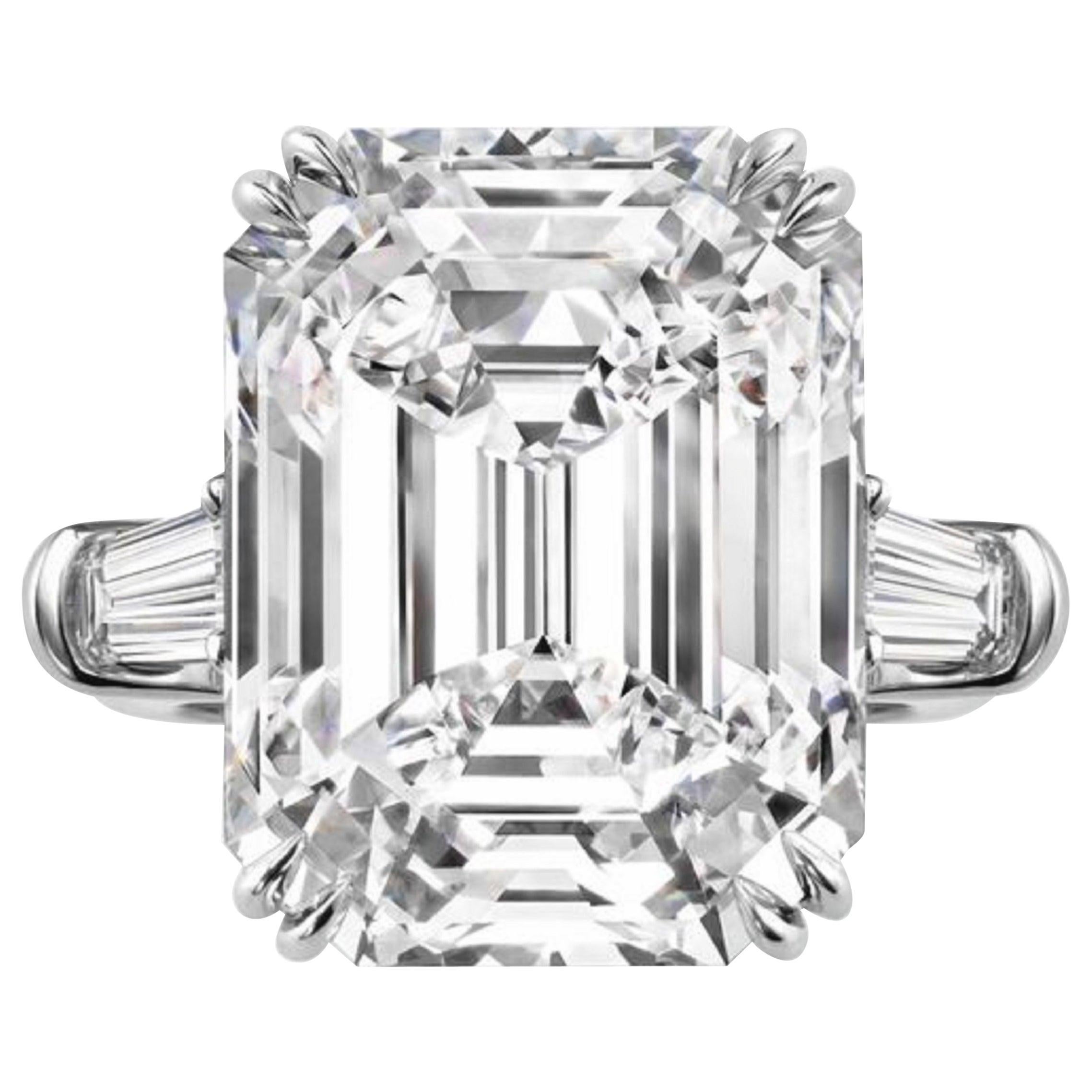 GIA Certified 5.15 Carat Emerald Cut Diamond Ring Flawless Clarity For ...