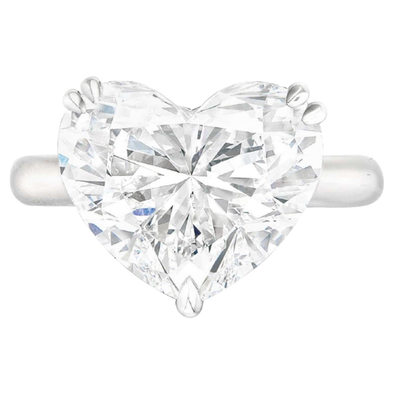 GIA Certified 3.61 Carat Heart Shape Diamond Solitaire Platinum Ring ...