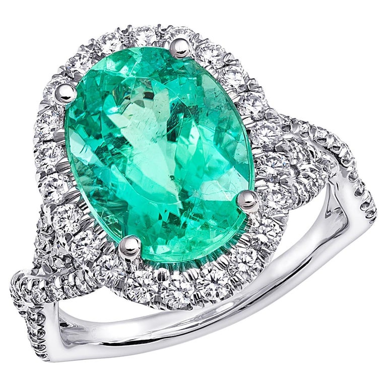 GIA Certified 5.20ct Natural Mozambique Paraiba Tourmaline Diamond ...