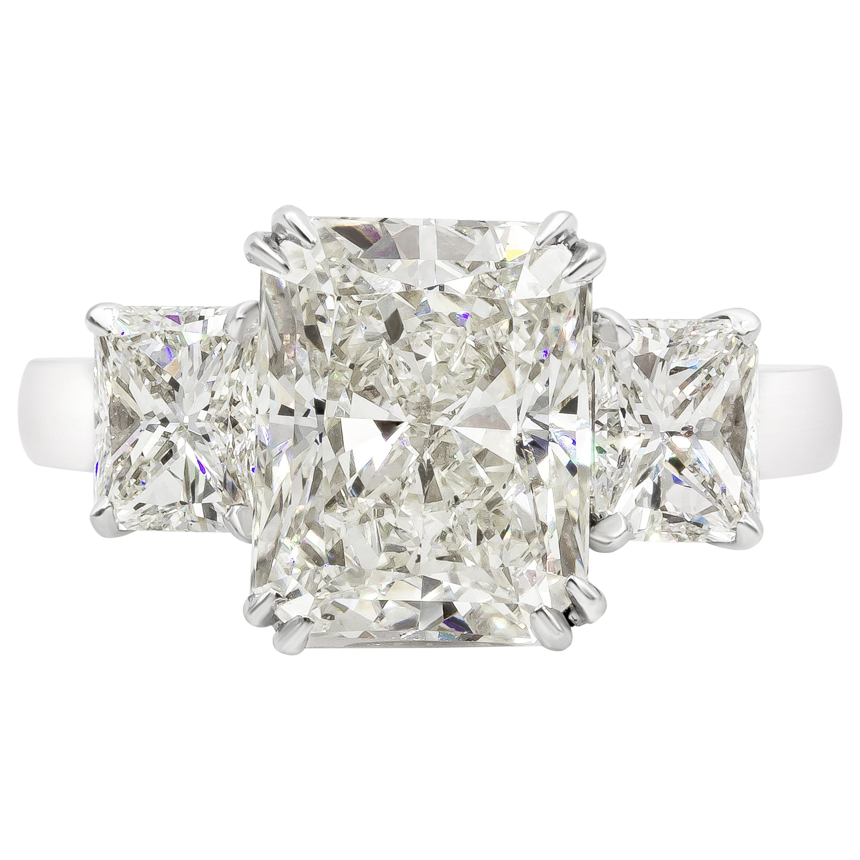 Three-Stone Radiant Cut Diamond Ring at 1stDibs
