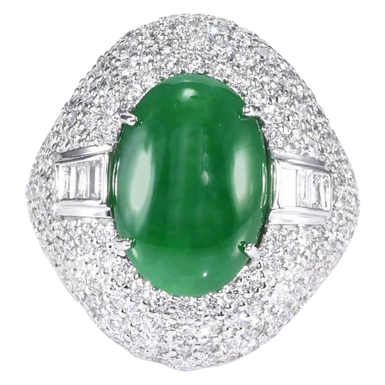 White Gold Jade Ring - 108 For Sale on 1stDibs