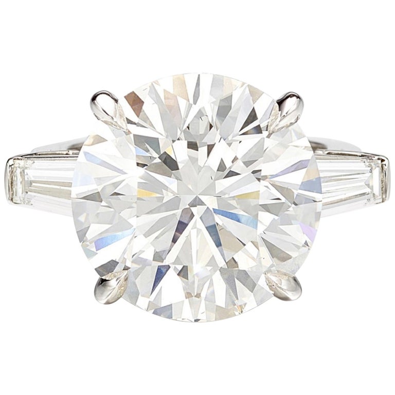 GIA Certified 7 Carat Round Diamond Platinum Ring Triple Excellent Cut ...