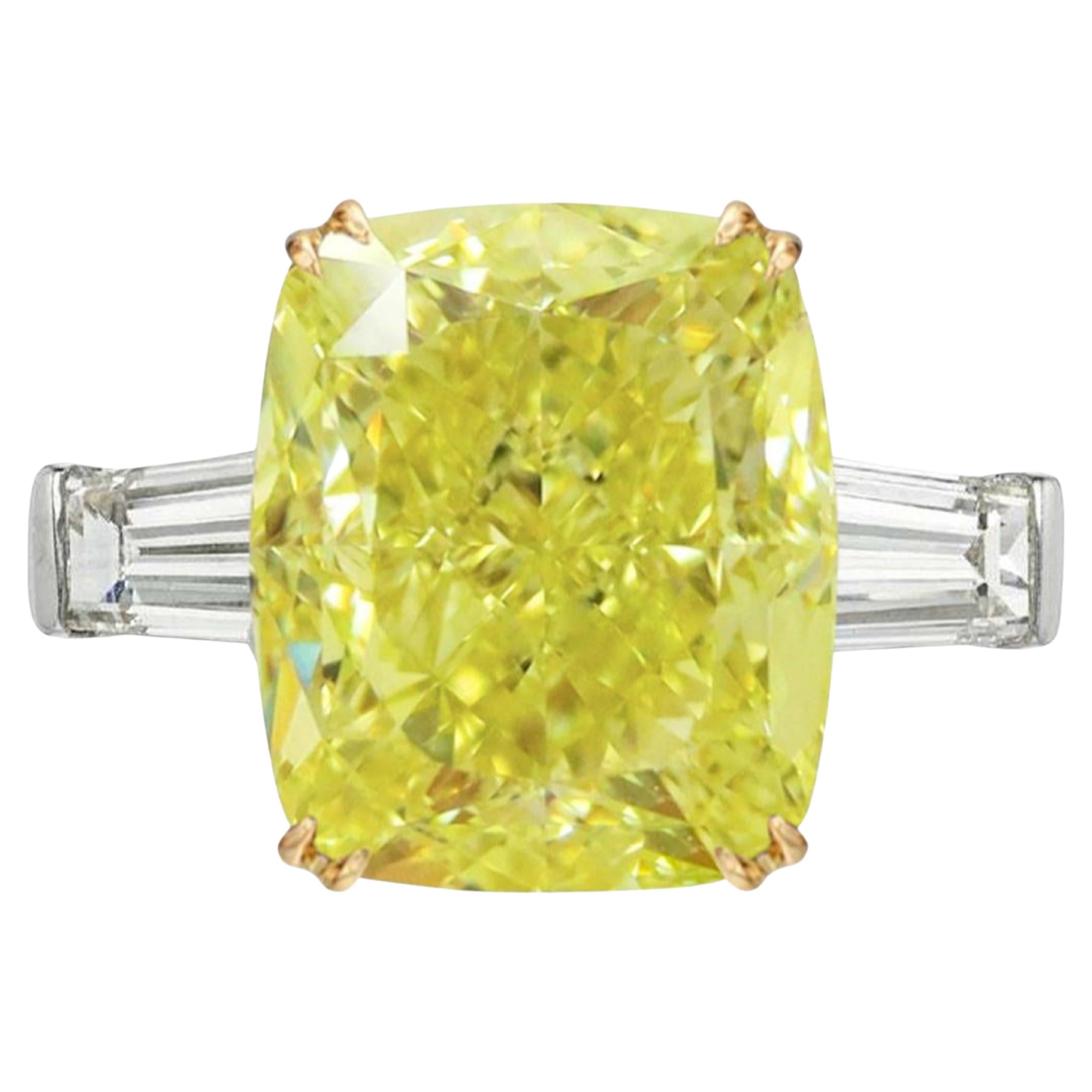 GIA Certified 0.69 Carat Marquise Fancy Intense Yellow Diamond Cocktail Ring For Sale at 1stDibs