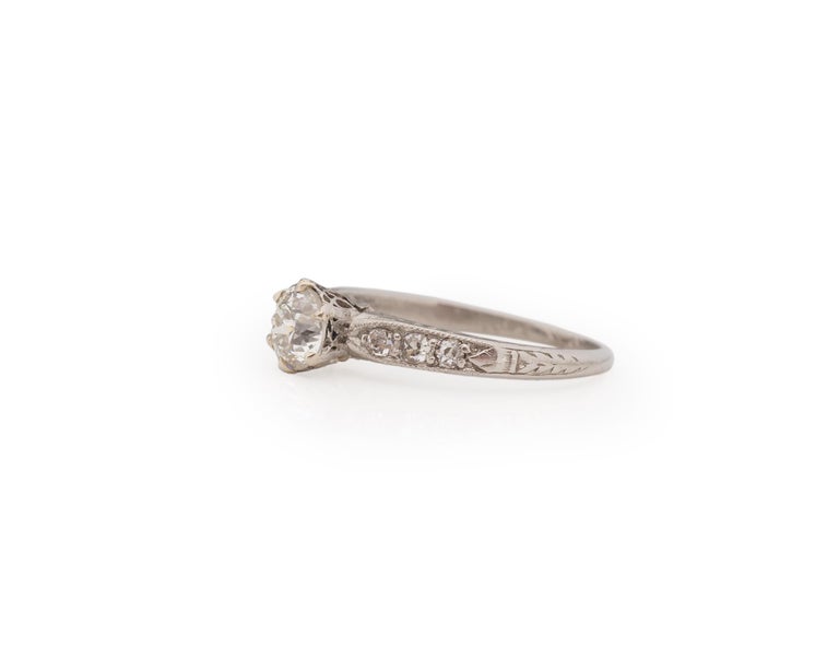Gia Certified .56 Carat Art Deco Diamond Platinum Engagement Ring For ...