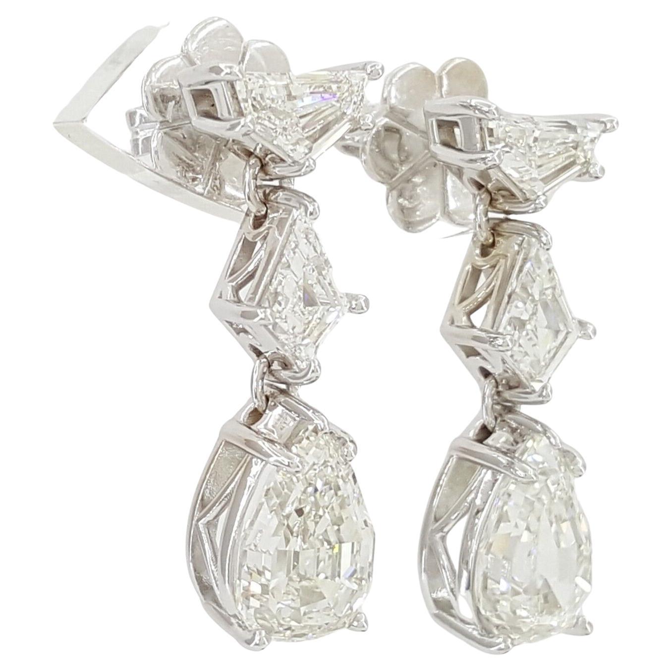 GIA Certified 5.66 Carat Pear Shield and Kite Diamond Dangle Earrings ...