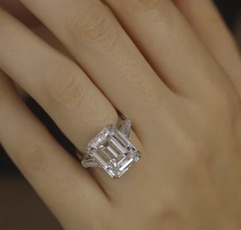 GIA Certified 4.50 Carat Emerald Cut Diamond Platinum Ring For Sale at ...