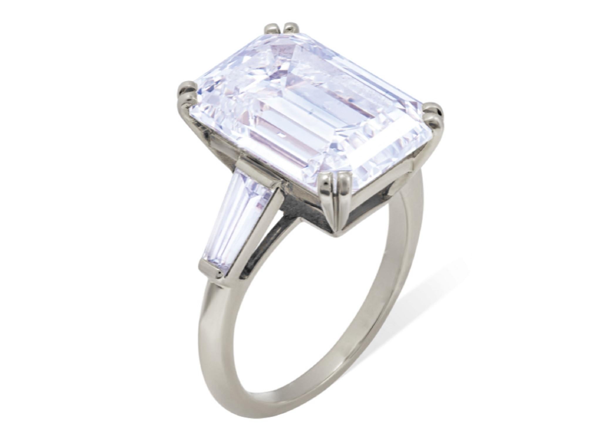 GIA Certified 5 Carat Emerald Cut Diamond Platinum Ring For Sale at ...
