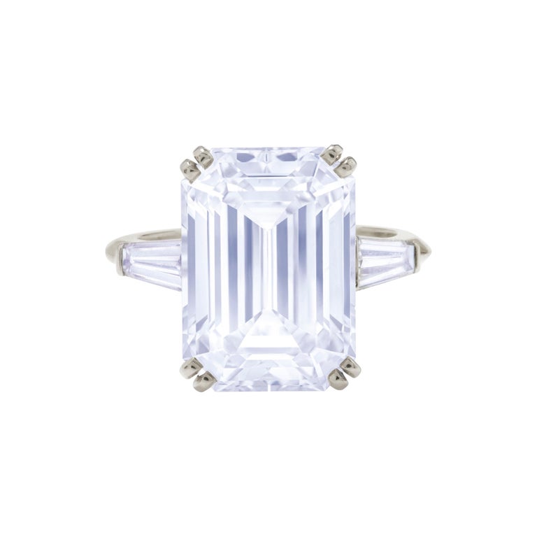 GIA Certified 5 Carat Emerald Cut Diamond Platinum Ring For Sale at 1stDibs
