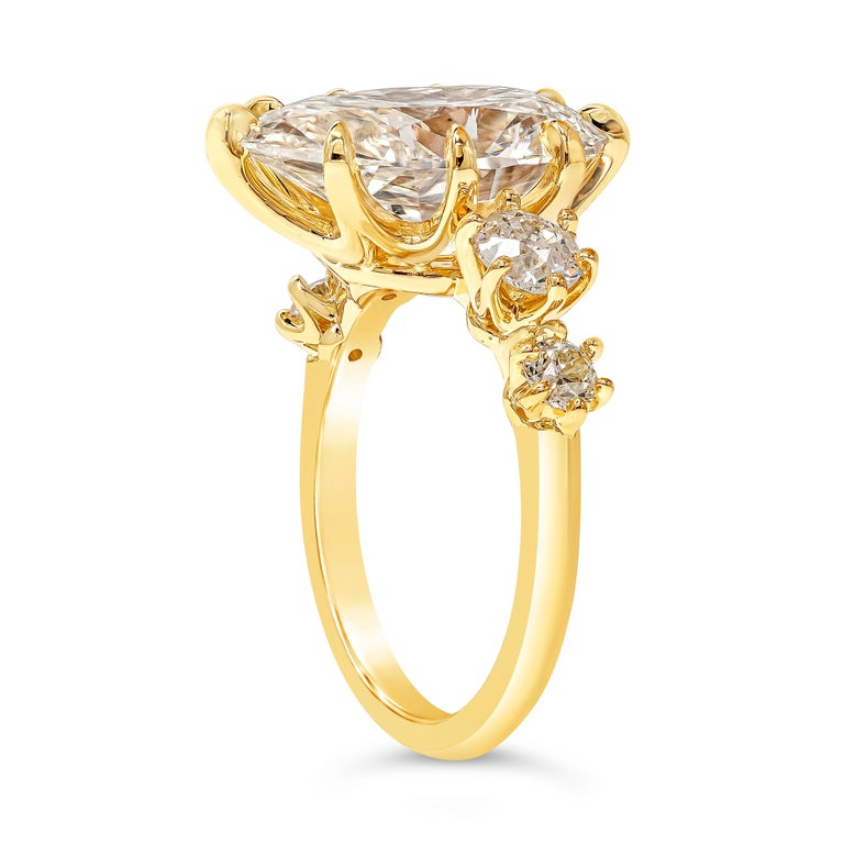 GIA Certified 5.95 Carat Antique Pear Shape Diamond Engagement Ring For ...