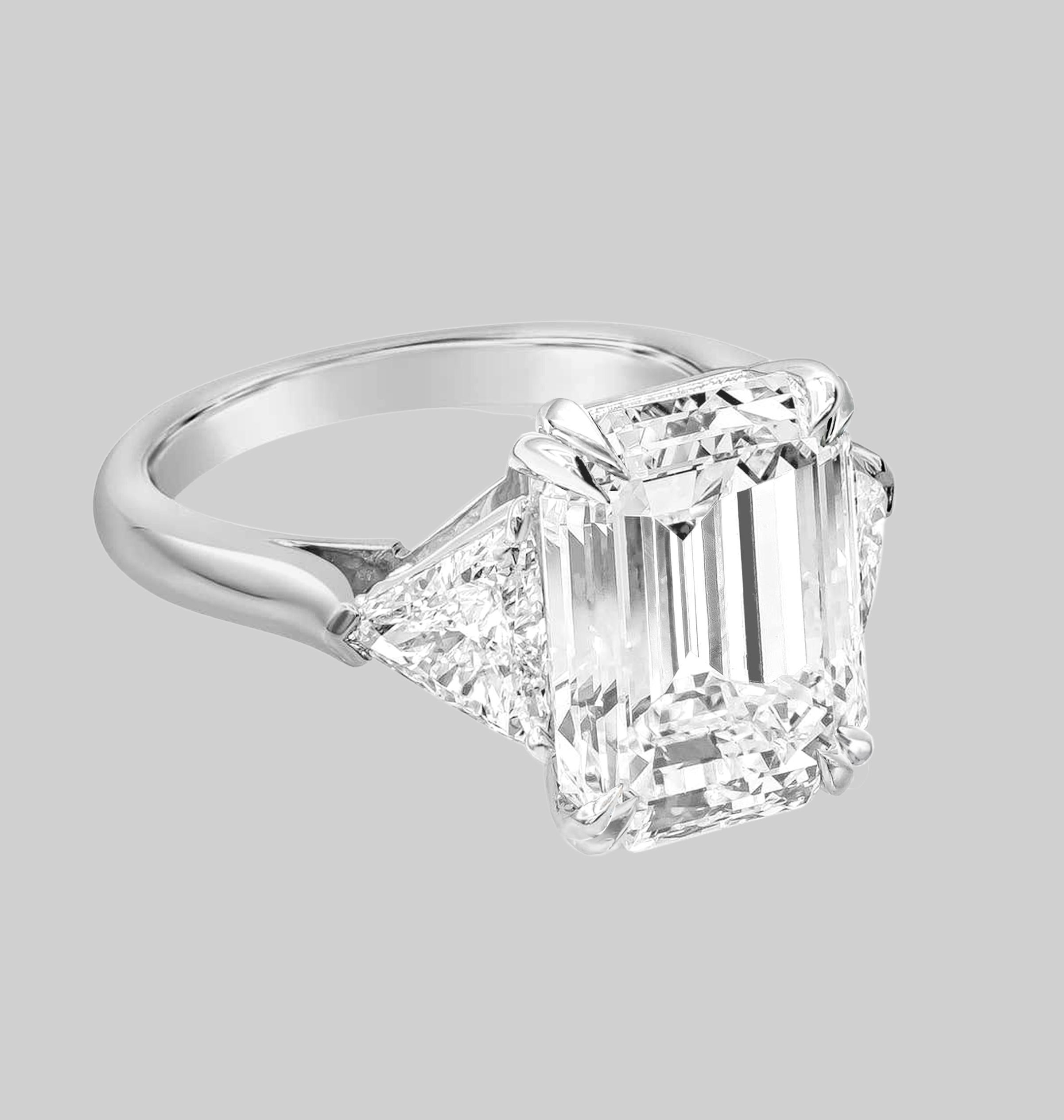 GIA Certified 6 Carat Emerald Cut Diamond Platinum Engagement Solitaire ...