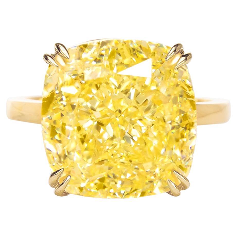 GIA Certified 1.09 Carat Fancy Vivid Yellow Diamond Engagement Ring For ...
