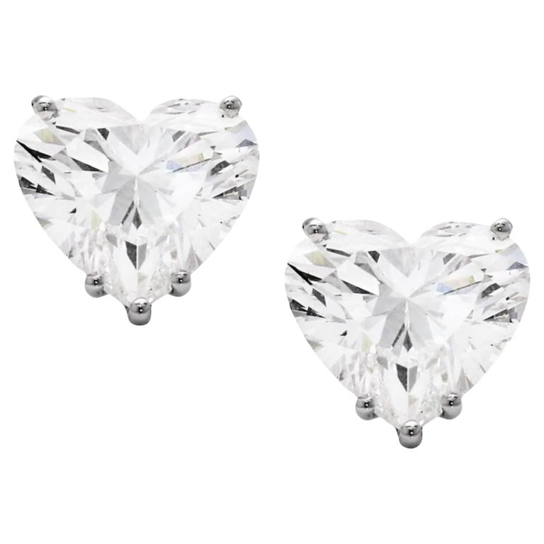 GIA Certified 6 Carat Heart Shape Diamond Studs For Sale at 1stDibs