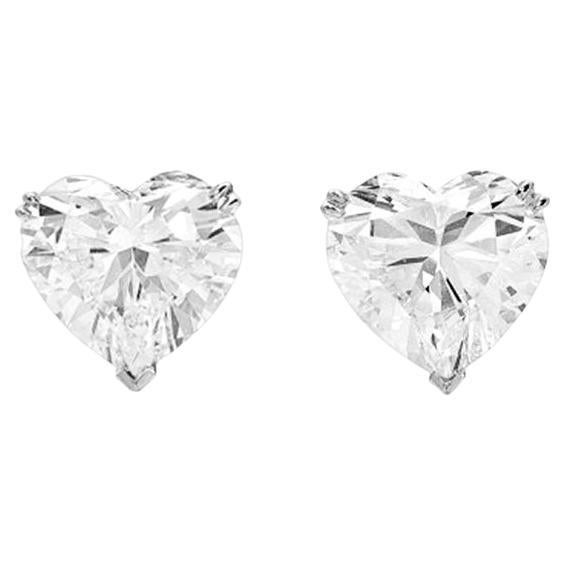GIA Certified Halo Studs with Heart Shape Diamonds in Platinum For Sale ...