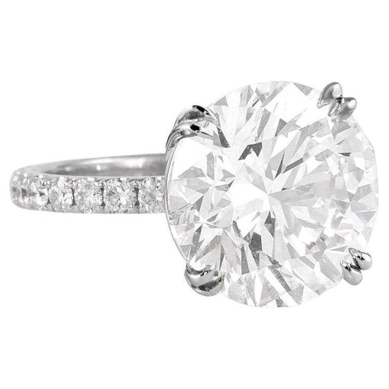 GIA Certified 6 Carat Round Brilliant Cut Platinum Engagement Ring ...