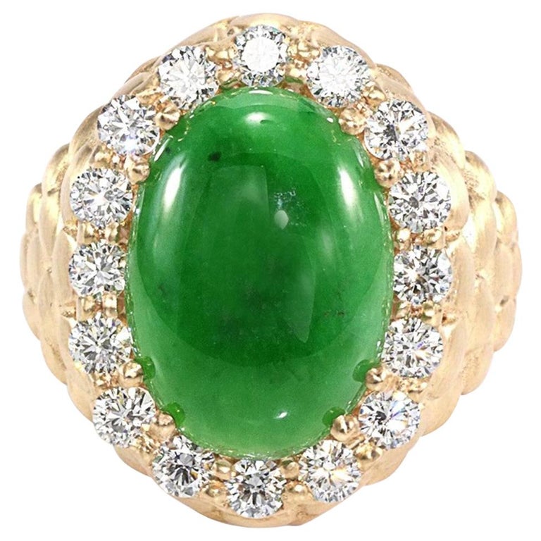 GIA Certified 6.10 Carat Type A Imperial Jadeite Jade 18 Karat Yellow ...
