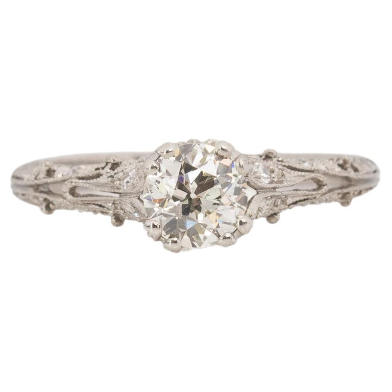 GIA Certified .64 Carat Art Deco Diamond Platinum Engagement Ring For ...