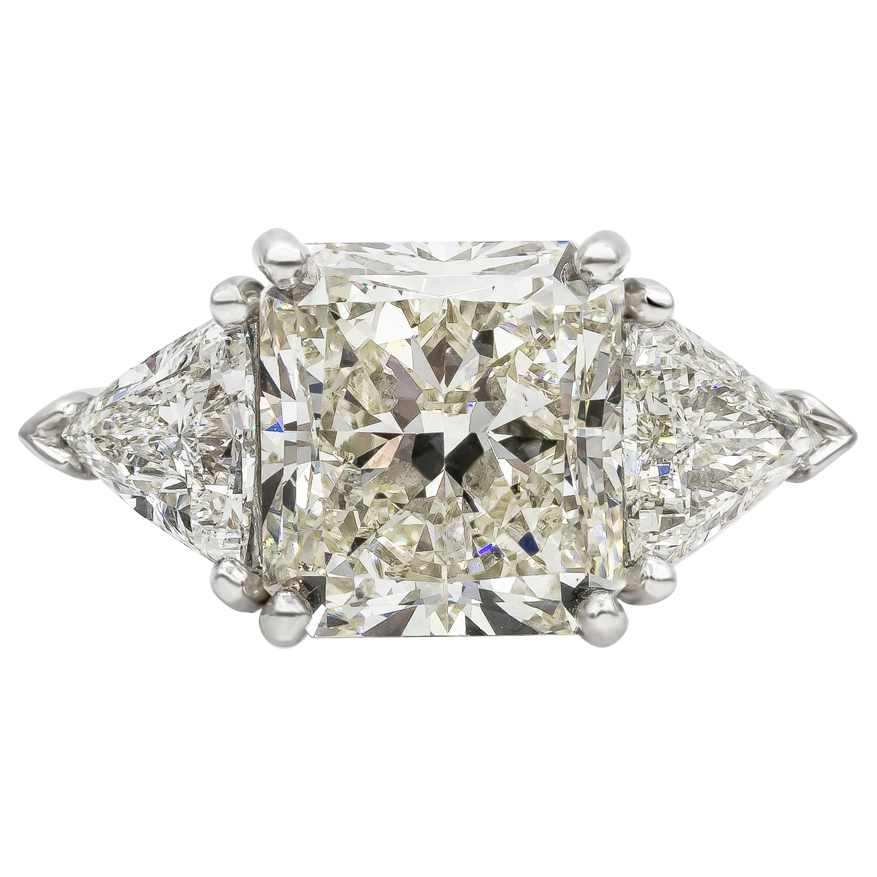 5.08 Carat Radiant-Cut Three Stone Engagement Ring at 1stDibs | radiant ...