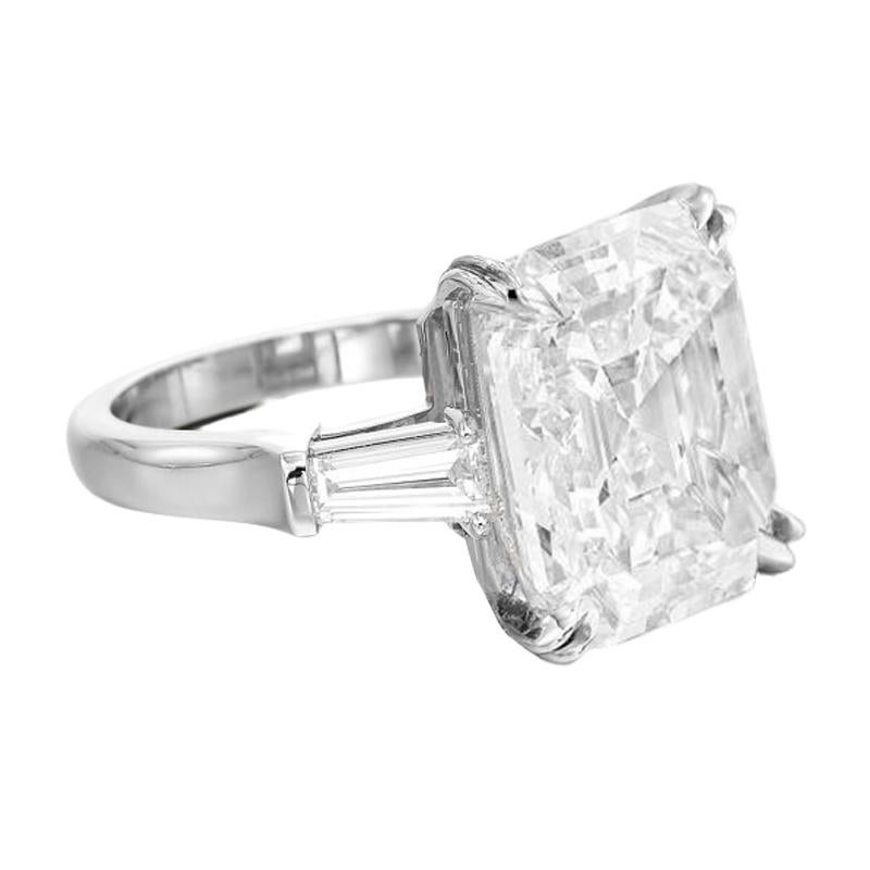 GIA Certified 7 Carat Asscher Cut Diamond Platinum Ring For Sale at 1stDibs