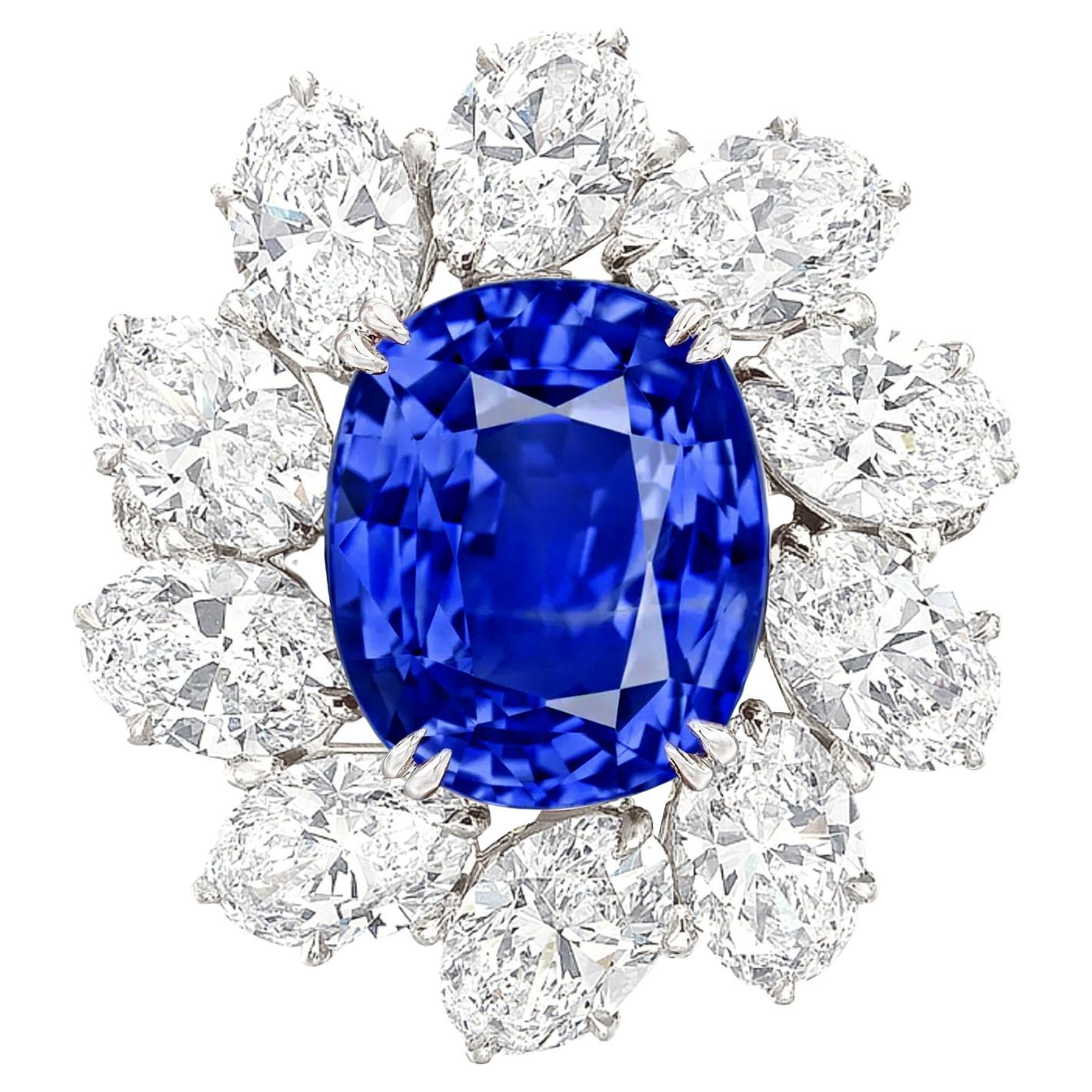 GIA Certified 7 Carat Blue Ceylon Sapphire Diamond Ring For Sale at ...